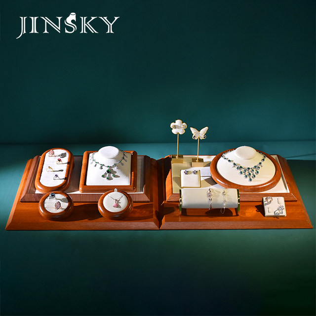 Jinsky solid wood grain jewelery display props set high -end ring ...