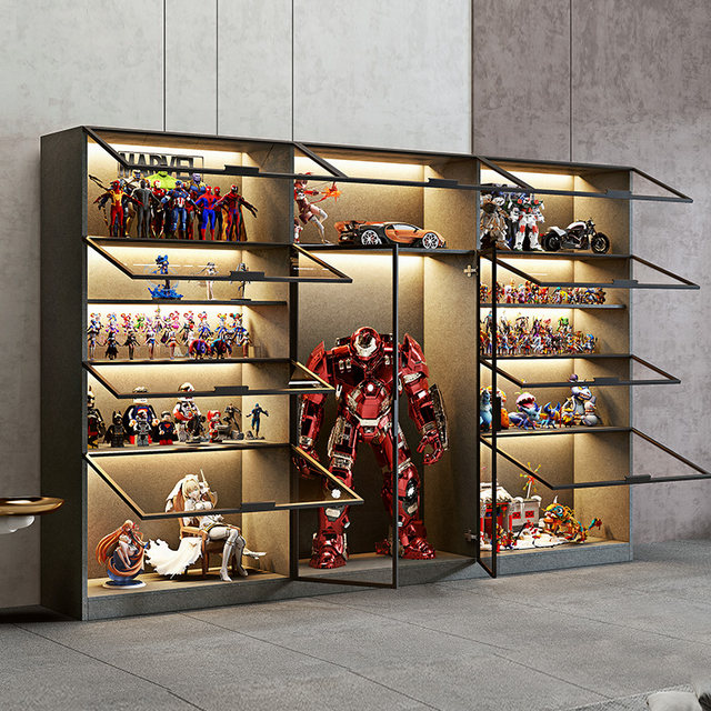 Solid wood glass door hand-made display cabinet Lego toy locker statue ...