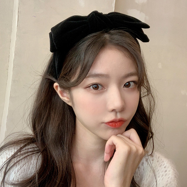 Zhao Lusi's same style big bow retro black wide-brimmed headband female ...