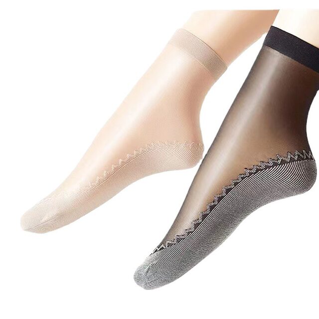 20 Women's Thin Socks Black Ultra-Thin Invisible Crystal Silk Wear ...