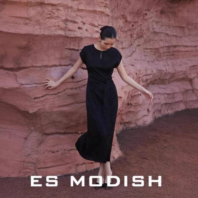 ES MODISH summer French waist-hugging temperament dress jacquard elegant waist-hugging high-end ...