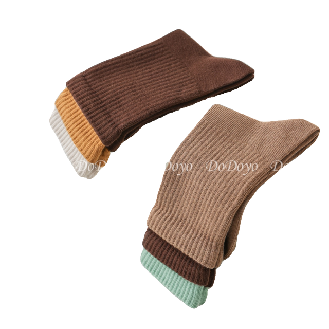 Dongdongyao three-layered ruffled socks for women, mid-calf pure cotton ...