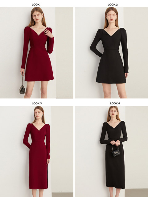 DPLAY autumn new French jam red V -neck dresses dress dress, wedding ...