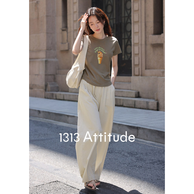 1313 fun offset printing! Cute rabbit casual short-sleeved T-shirt 2023 ...