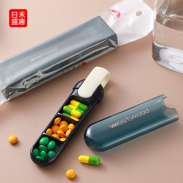 Portable pill box, seven-day-a-week medicine dispensing box, three ...