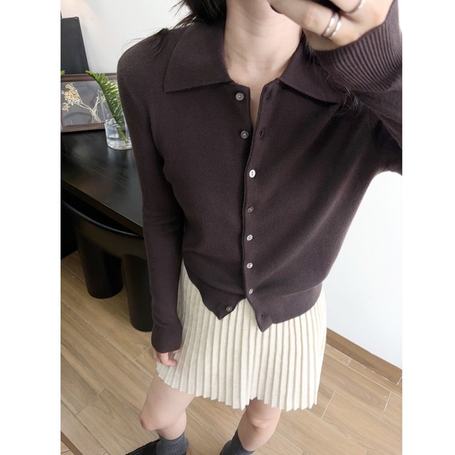 Streamlined intellectuals .POLO collar wool drieker long -sleeved women ...