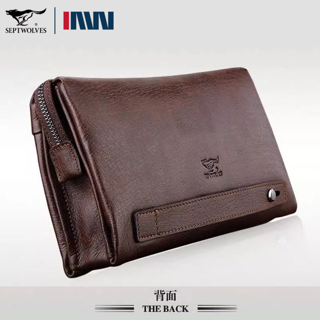 Seven Wolf Handbag Men's genuine leather bag 2025 new large wallet soft ...