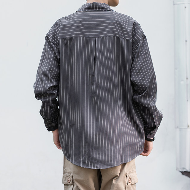 Oversize high street color striped striped shirt jacket Male spring and ...