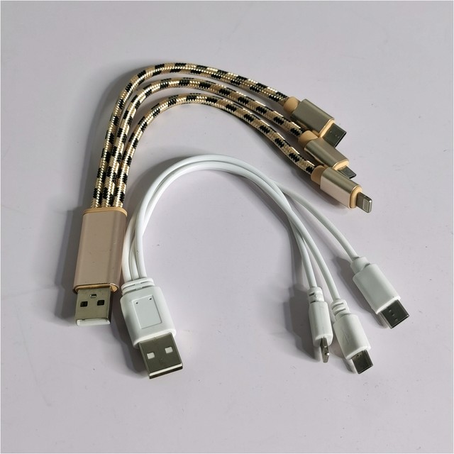 Ultra-short laptop dedicated three-head data cable Android Huawei Apple ...