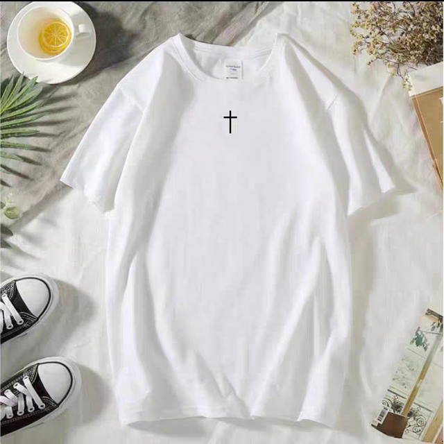 Summer T-shirt popular short-sleeved pure cotton white printed small ...