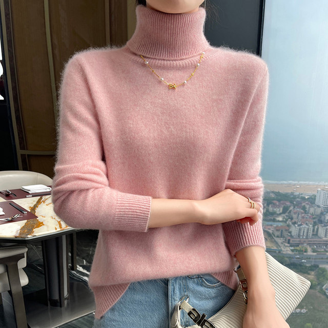 High lapel high-end cashmere sweater women solid color thickened ...