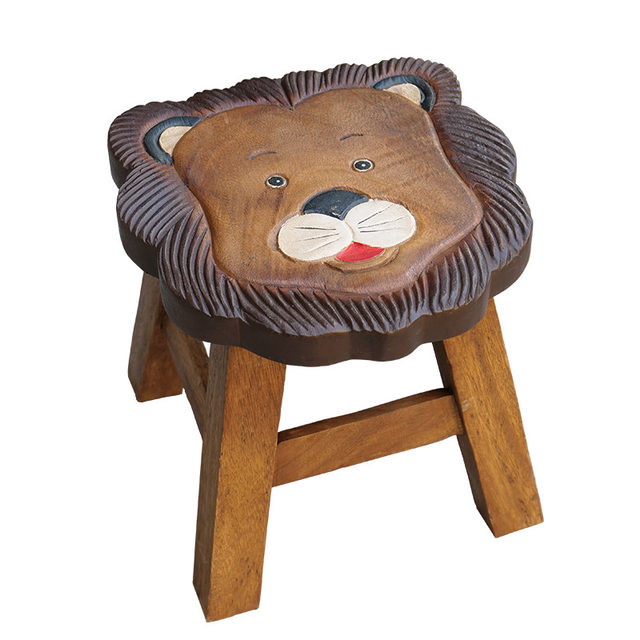 Thai creative solid wood children's stool cute cartoon animal small ...