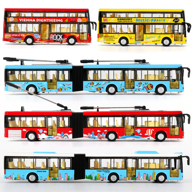 Large alloy buses toy bus model bus boys dual -layer bus children toys