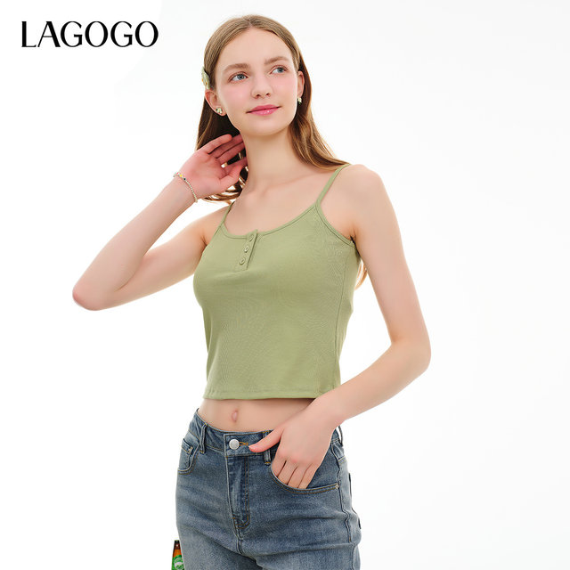 LAGOGO simple temperament base vest suspender women Lagugu Summer new ...