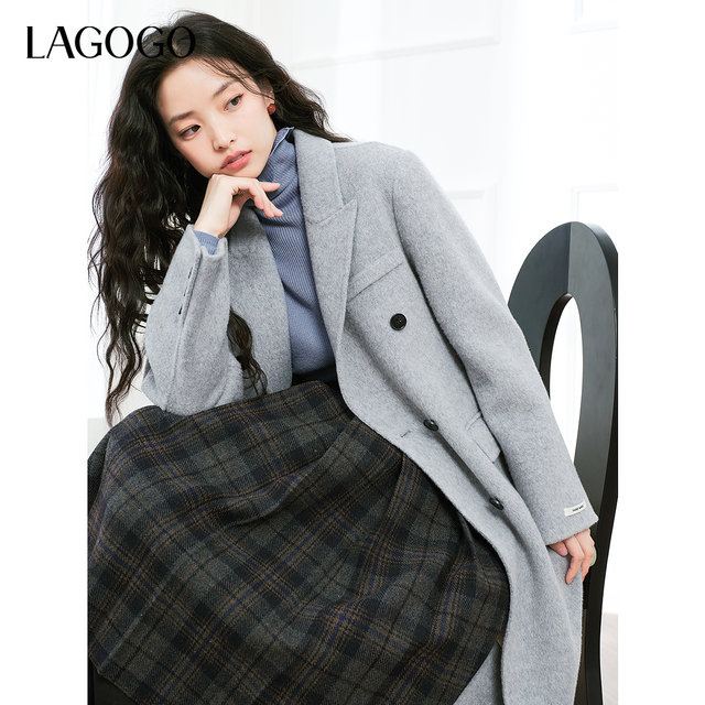 LAGOGO La Valley Mao Woo Wary Large Woman 2024 Winter New Gray Jacket