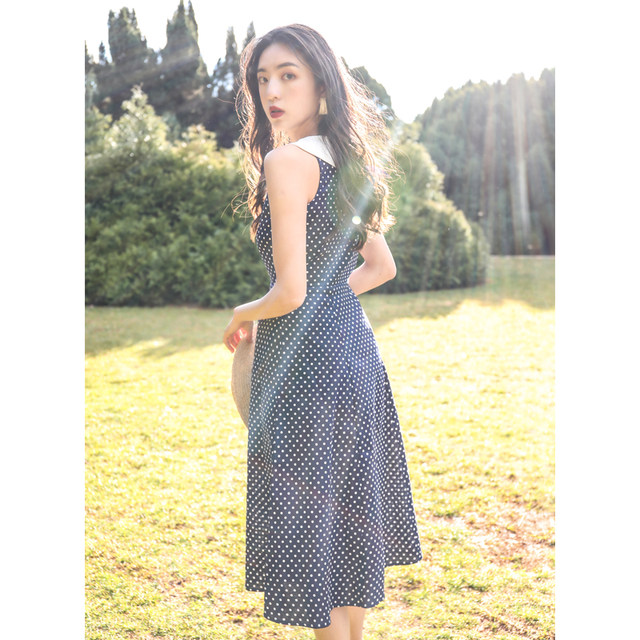 JUJU summer women's dress retro French waistless sleeveless gentle ...