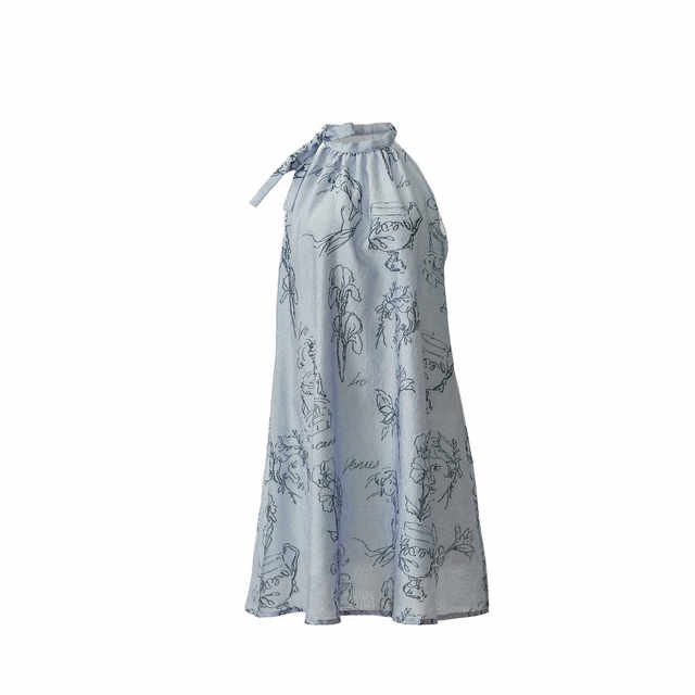 XUNRUO Xunruo designer brand suspender skirt 24 Xia Xin original blue ...