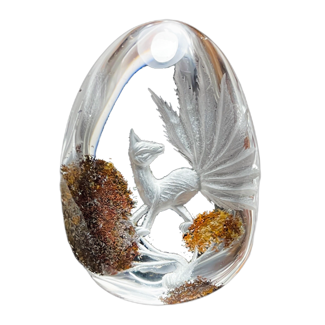 Natural red and green ghost fox pendant nine-tailed fox crystal ...