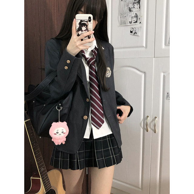 Original genuine JK suit women's gray uniform school style suit jacket ...