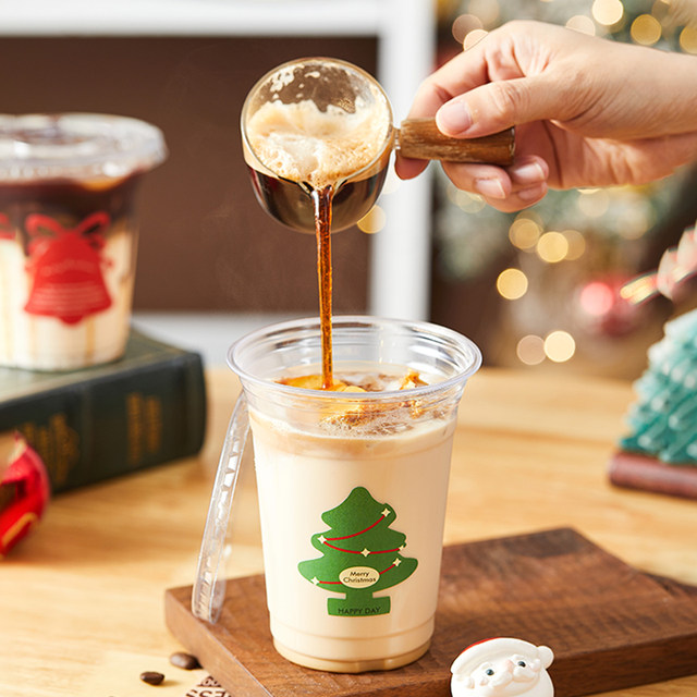 Christmas Disposable Coffee Milk Tea Cup with Fat Fat Takeaway Ice ...
