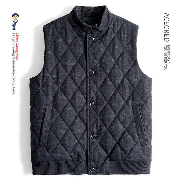 Dad's winter cotton vest men's autumn and winter warm loose elderly vest elderly sleeveless ...