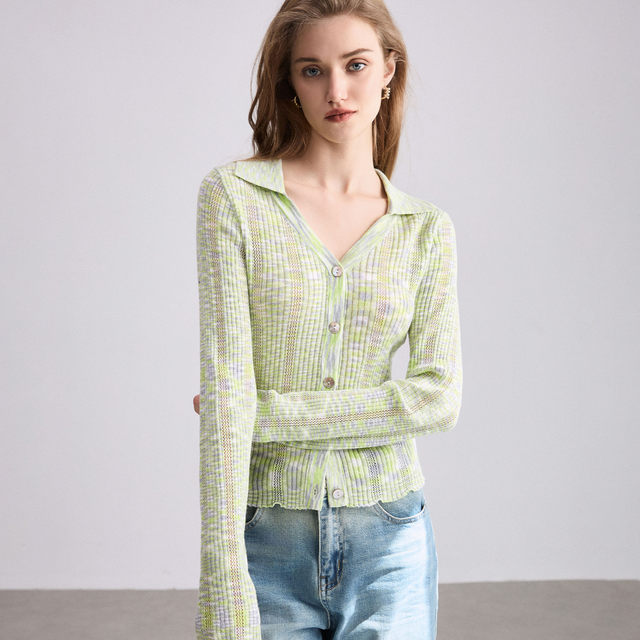 BASIC HOUSE/Baijia Good Mint Mint Mint Green Knit Cardigan Female ...