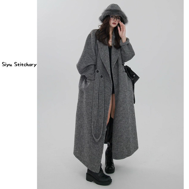 'Lianfeng' CC25074 Original designer wool double-sided long jacket