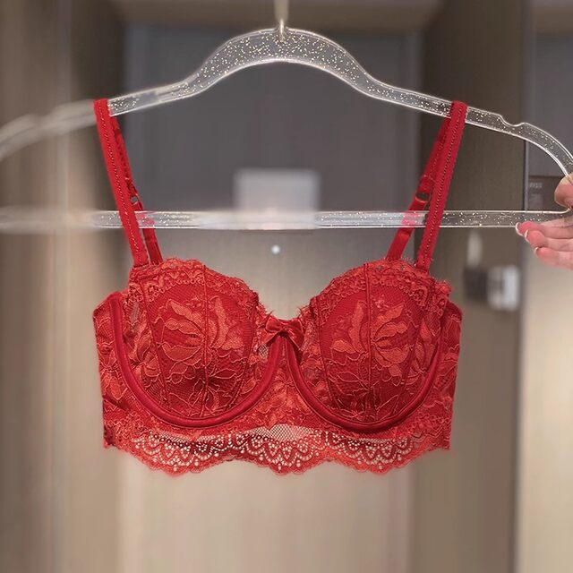 French sexy pure lust lace bra thin red zodiac year newlywed wedding ...