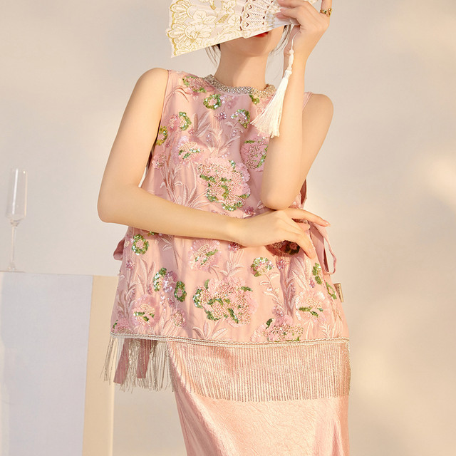 AYOMIS new Chinese style heavy industry flower beaded sequin ...
