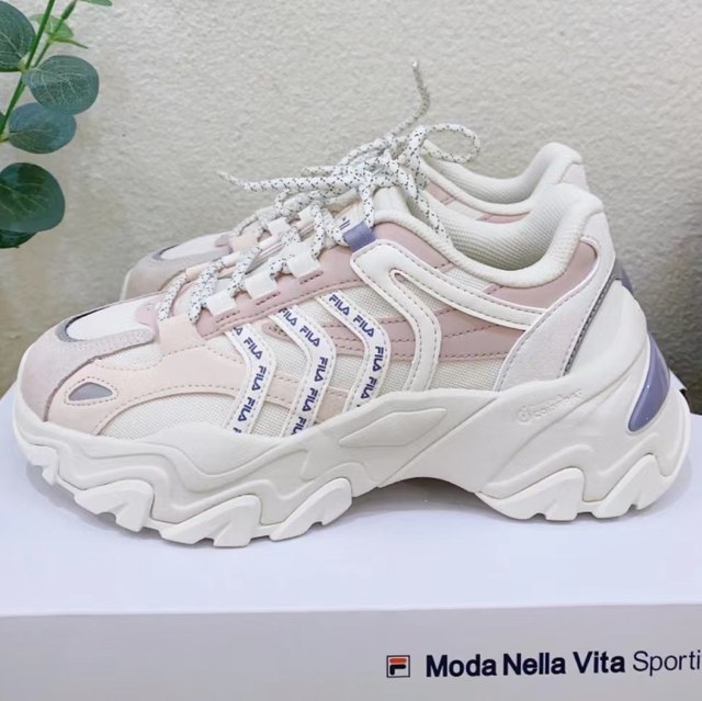 FILA Fish Fish Stab Powder White Daddy Shoes 2024 Autumn and Winter New ...