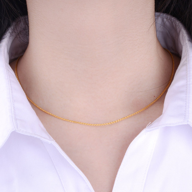 Laomiao gold pure gold necklace Chopin chain versatile plain chain ...