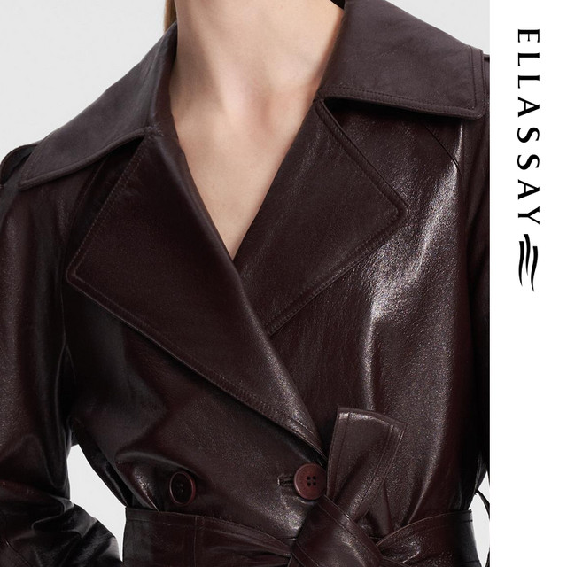 ELLASSAY New Sheep Leather High-Rank Burgundy Mid-Length Leather ...