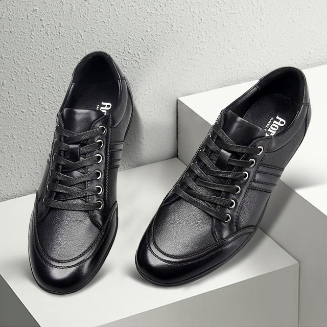 Men's casual leather shoes Male leather soft noodle leather flat bottom ...