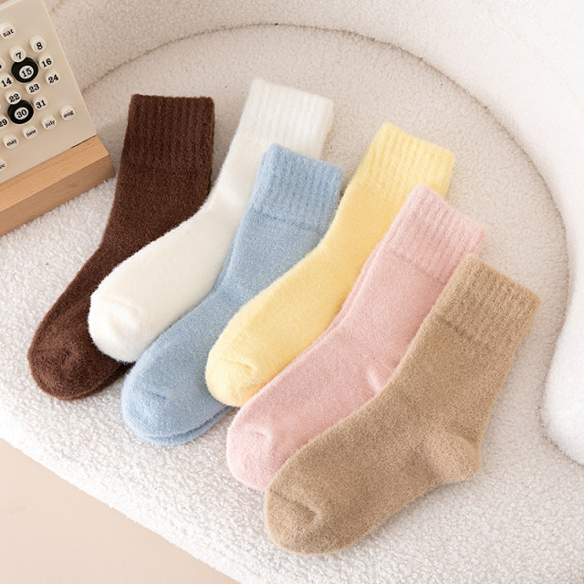 Children's velvet thickened warm socks terry winter floor socks sleep ...