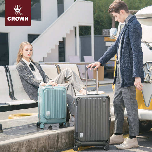 CROWN aluminum frame zipper case 20 inch trolley suitcase women's large ...