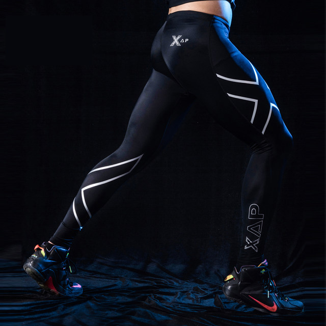 Autumn and winter velvet professional compression pants men's tight ...