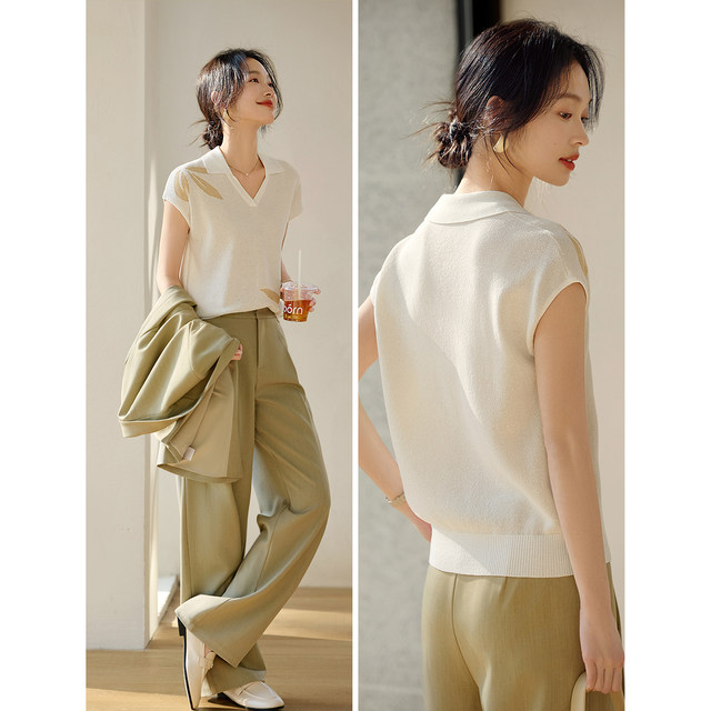 XWI Xinwei Commuter Elegant Slack Jacquard POLO Collar Sweater Weaver ...