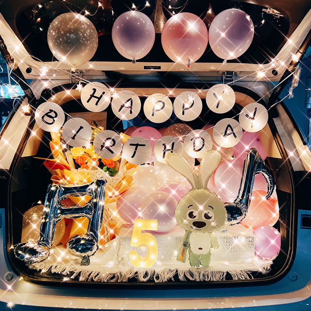 Internet celebrity car trunk surprise birthday romantic decoration ...