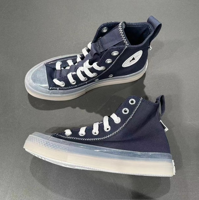 Converse All Star blue and white transparent crystal bottom men and ...