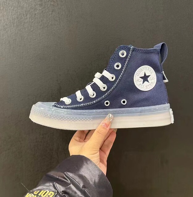 Converse All Star blue and white transparent crystal bottom men and ...