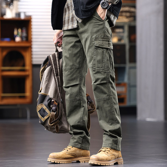 American work pants men's loose straight 2025 new retro trousers men's ...