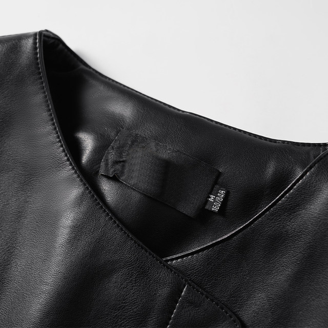 Haining leather jacket, juren leather jacket, short black slim fit ...