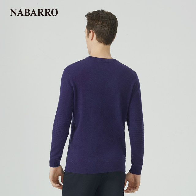Nabaro a two -color round neckline pure cashmere sweaters all matte ...