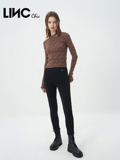 LINC Jinyujie counter genuine high elastic slim foot down pants Y22607279