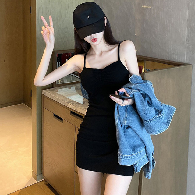 Small black -cut chest pad skirt pure desire hot girl sexy bag hip ...
