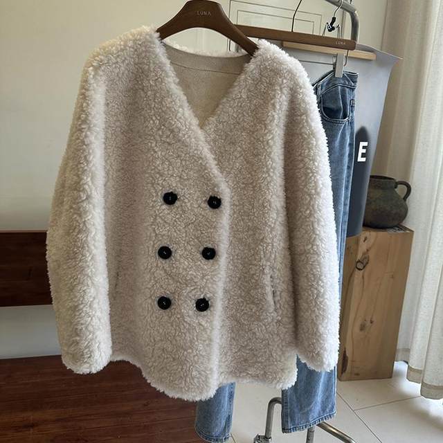 100%cotton woolen wool integrated shirt in winter new double buckle mid ...