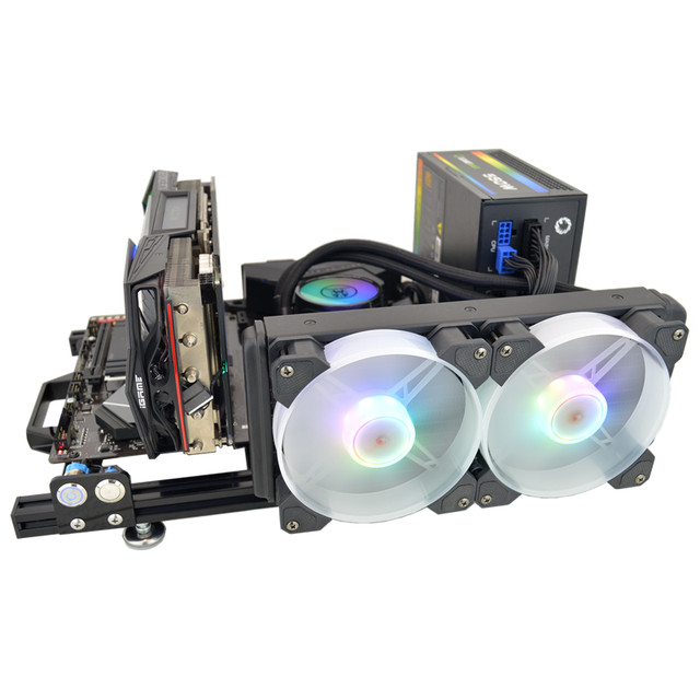 Open computer case flat/horizontal graphics card testing DIY aluminum ...