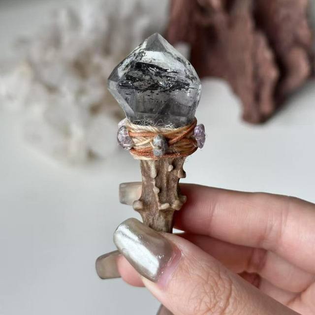 Cross-border new product natural amethyst antler crystal scepter ...