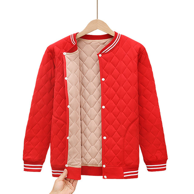 Red school uniform artifact in winter wear high school students cotton ...