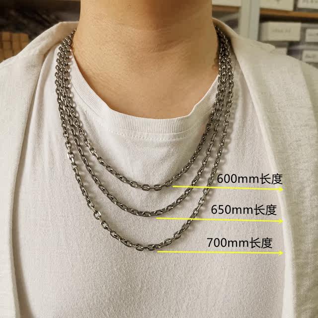 999 Pure Titanium Taijiao Chain Fashion Trend Clavicle Chain Old Coarse ...